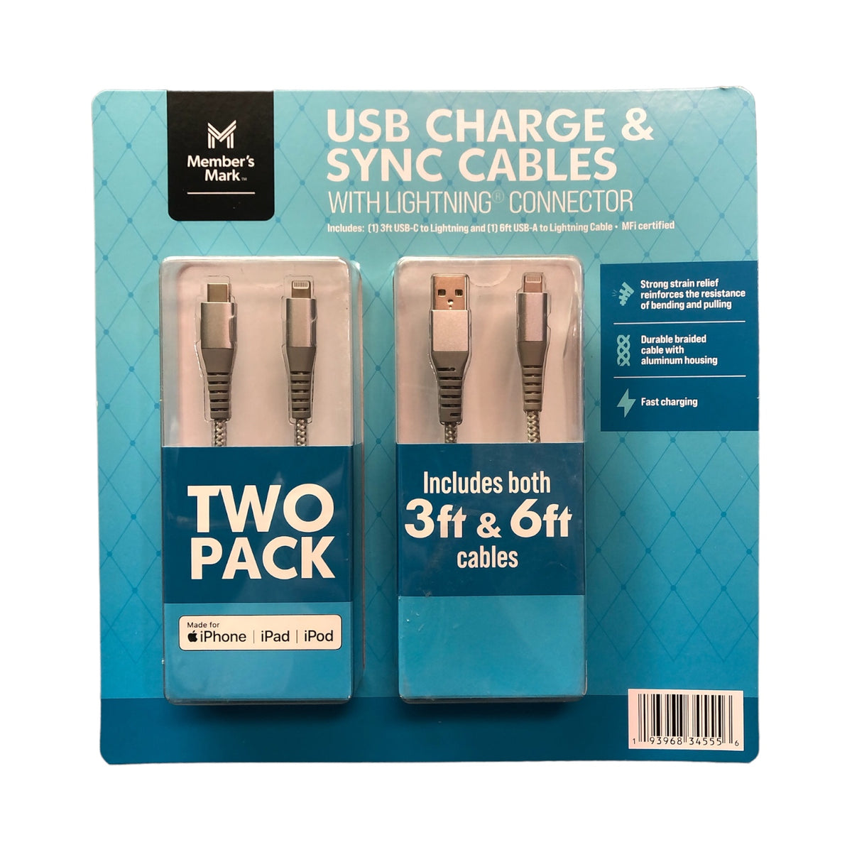Member's Mark USB Charge & Sync Cables - Made for iPhone, iPad, iPod ...