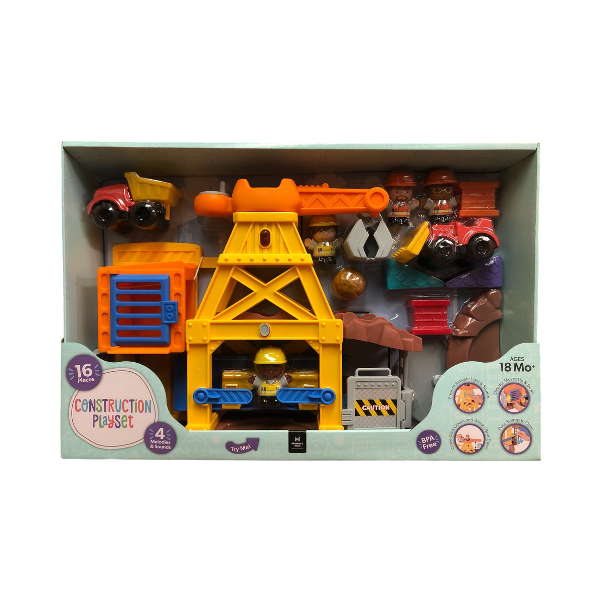 Member's Mark Preschool Construction Playset with 4 Melodies and Sound ...