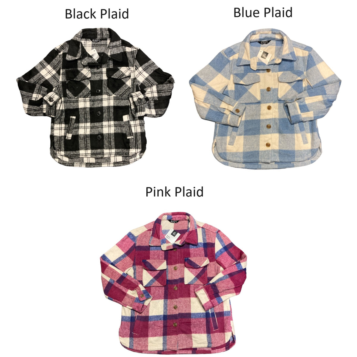 Member's Mark Girl's Long Sleeve Relaxed Fit Button Up Plaid Shacket ...