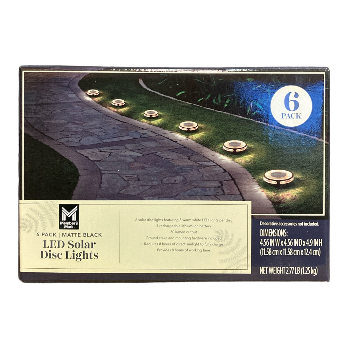 Member's Mark 6-Pack Matte Black LED Solar Disc Lights - 30 Lumens ...