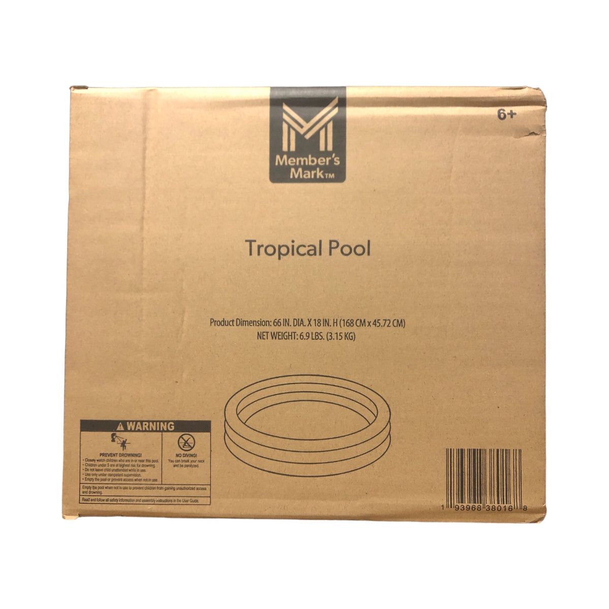 Member's Mark Inflatable Tropical Pool, 5.5 Feet Diameter, Tropical Fl ...