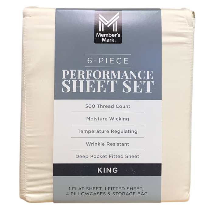 Member's Mark 500 Thread-Count Performance Solid Sheet Set, King, 6 Pi ...