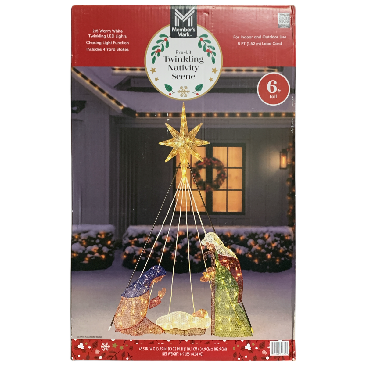 Member's Mark 6ft. Pre-Lit Twinkling Nativity Scene with Chasing Light ...