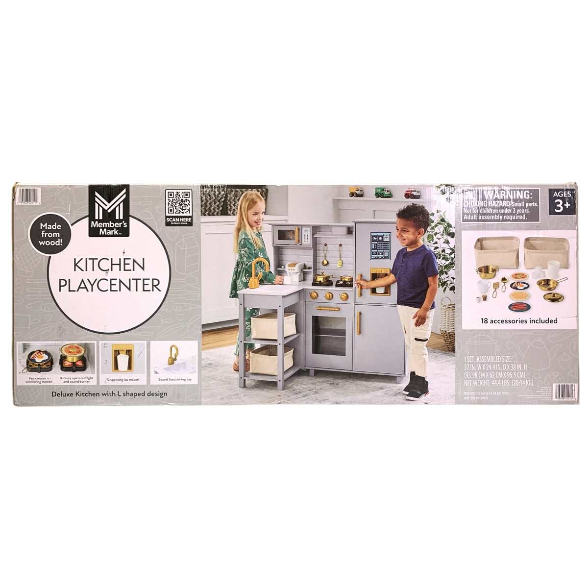 Member's Mark Wooden Kitchen Playcenter for Kids, Includes 18 Accessor ...