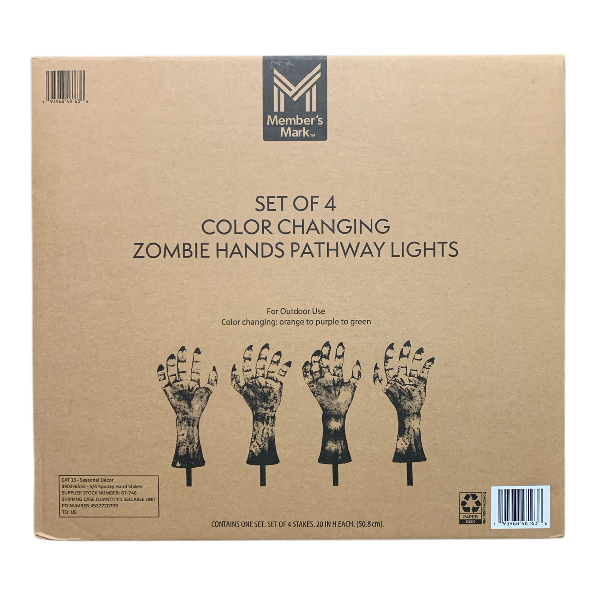 Member's Mark Color Changing Zombie Hands Pathway Lights, Set of 4 ...