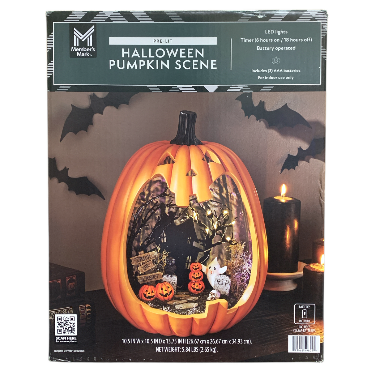 Member's Mark Pre-Lit Halloween Pumpkin Scene with Warm White LED Ligh ...