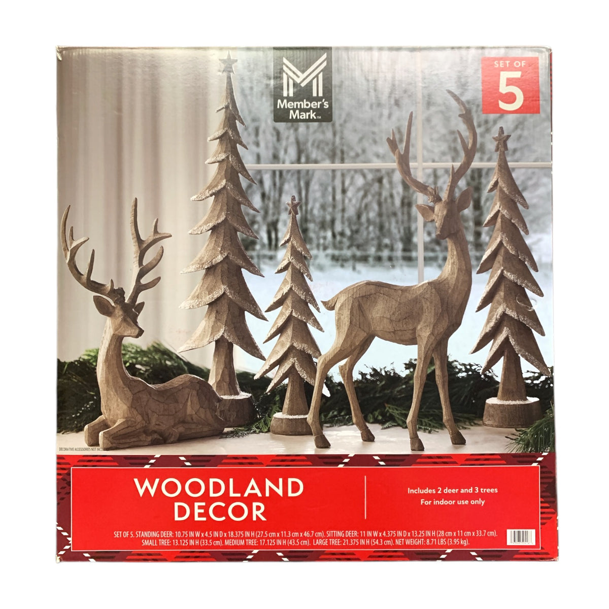 Member's Mark Woodland Decor Set, 5-Piece Holiday Display with Deer an ...