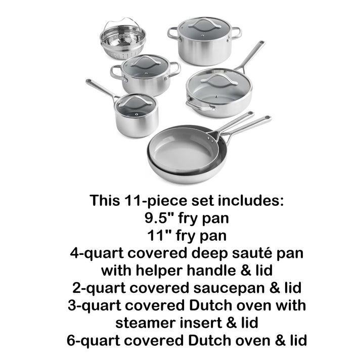 Member's Mark 11-Piece Non-Sitck Tri-Ply Stainless Steel Cookware Set ...