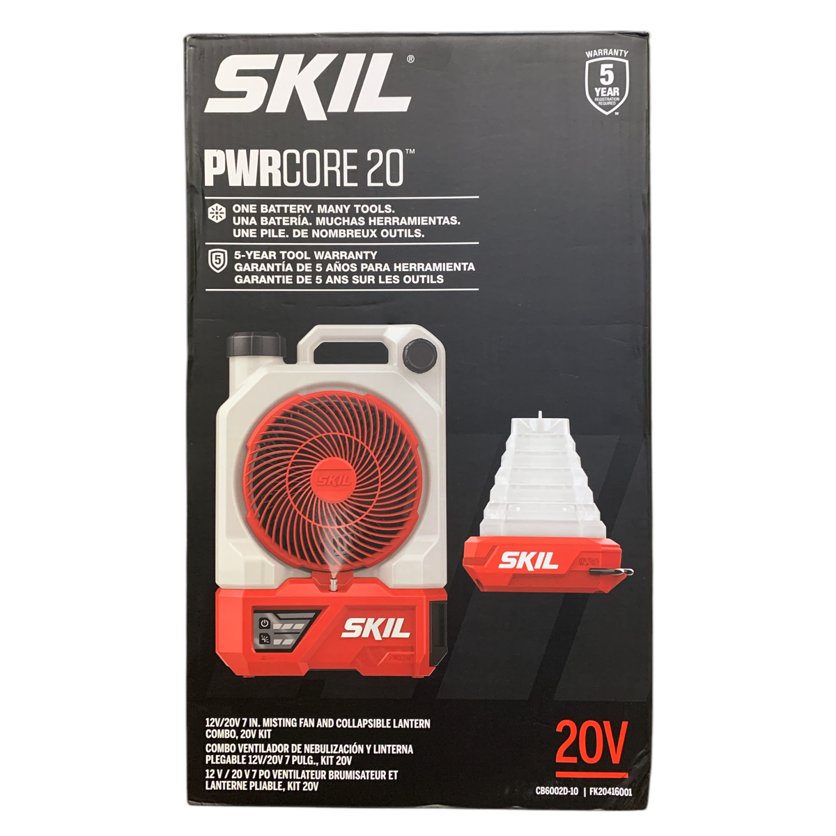 SKIL PWRCore 20 12V/20V 7" Misting Fan and Collapsible Lantern, 20V Ki ...