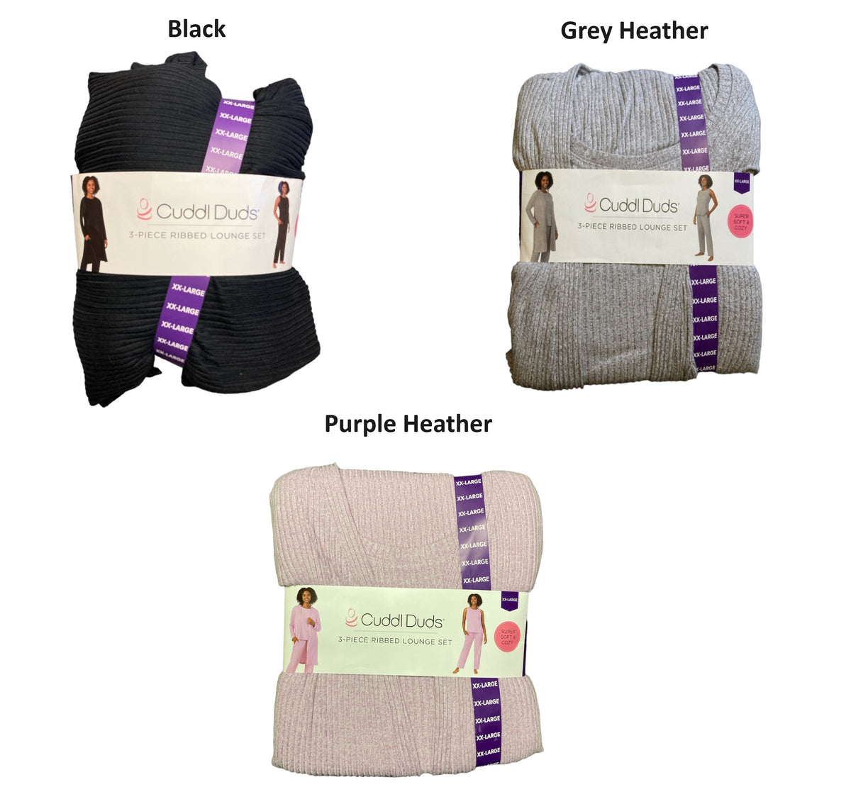 Cuddl Duds Women's Super Soft 3 Piece Ribbed Lounge Set — Ewirelessgear