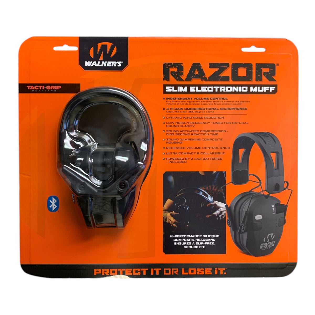 Walker's "Razor Quad BT" Slim Bluetooth Hearing Protection Muff (Black ...
