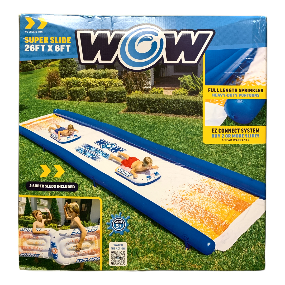 WOW World of Watersports Super Slide with Sprinklers & Two Sleds, 26ft ...
