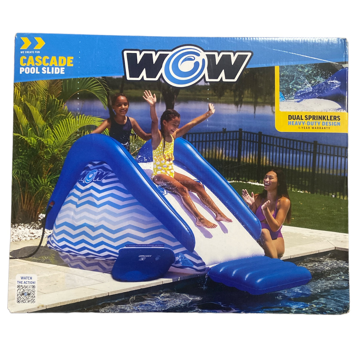 WOW Sports Cascade Pool Slide, Inflatable Slide with Sprinkler ...