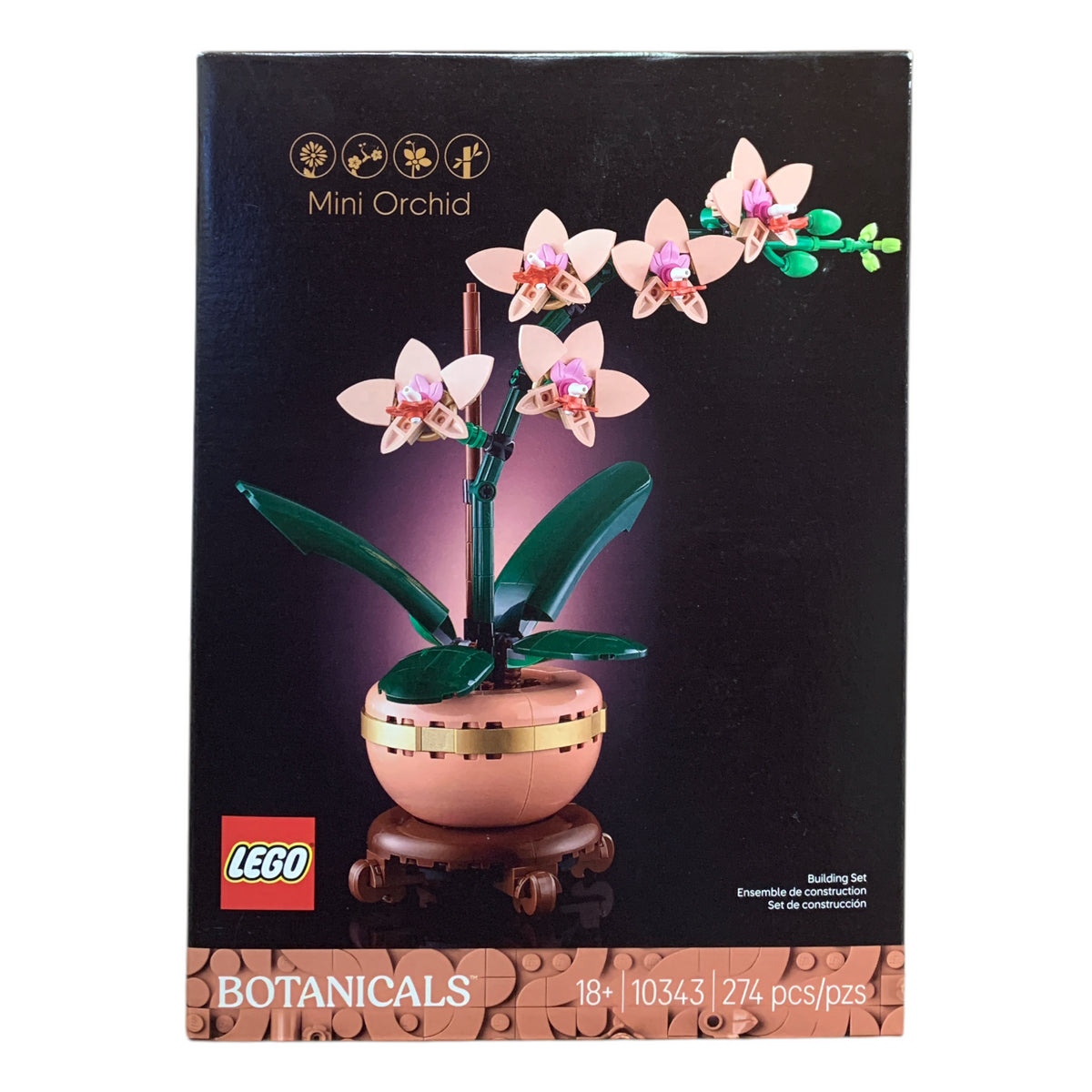LEGO Botanicals "Mini Orchid" Building Toy Set for Adults, 10343, 274p ...