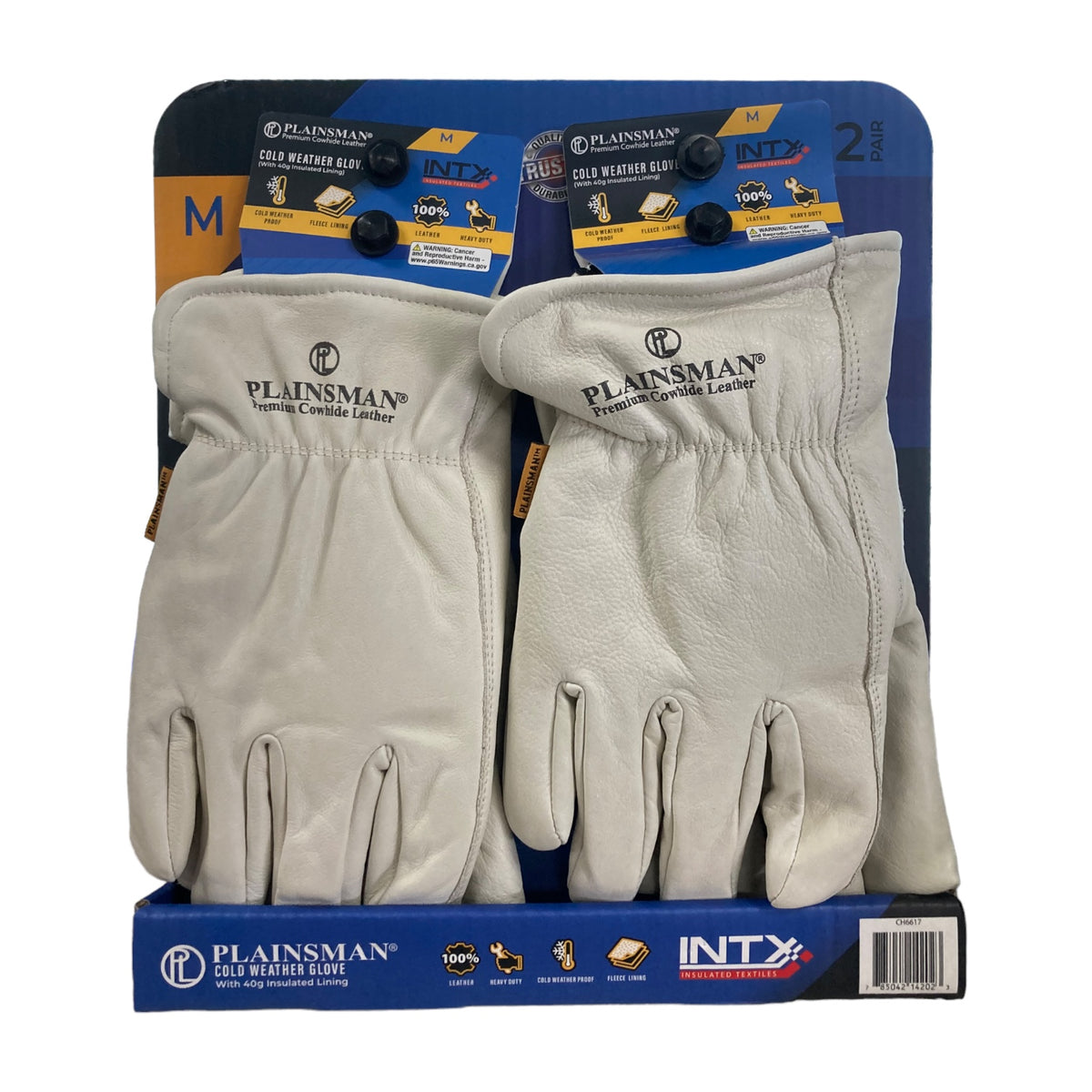 Plainsman Premium Cowhide 100% Leather Gloves Fleece Lined Insulated M ...