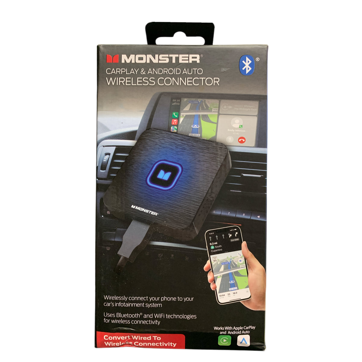 Monster Wireless Connector, Compatible with Apple CarPlay and Android ...