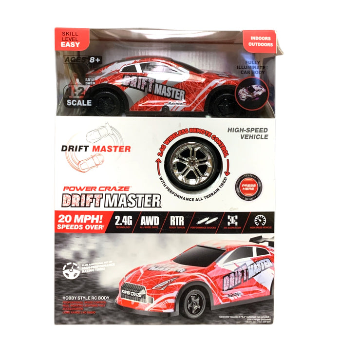 Power Craze Drift Master 1:24 Scale Drift Remote Control Car, Red ...