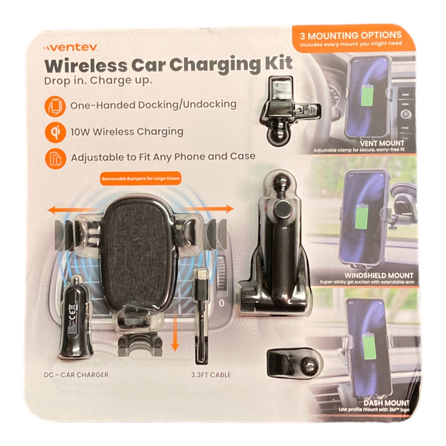 Ventev Wireless Qi Car Charging Kit with 3 Mounting Options – Ewirelessgear