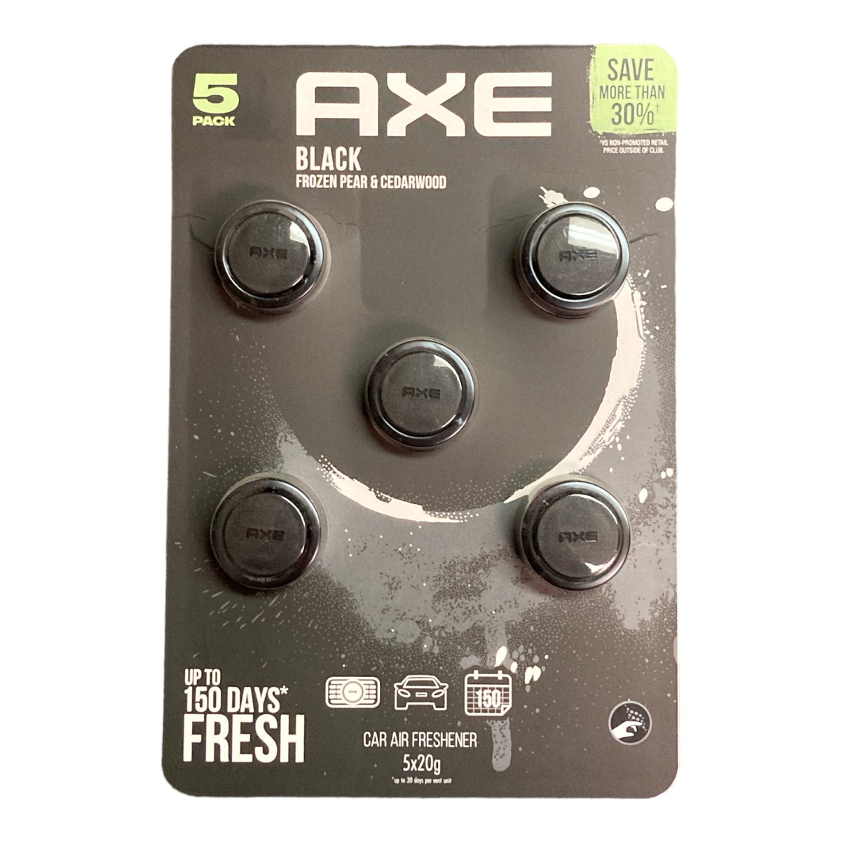 Axe Mini Vent Clip Car Air Freshener, Black (5 Pack) - Frozen Pear & C ...