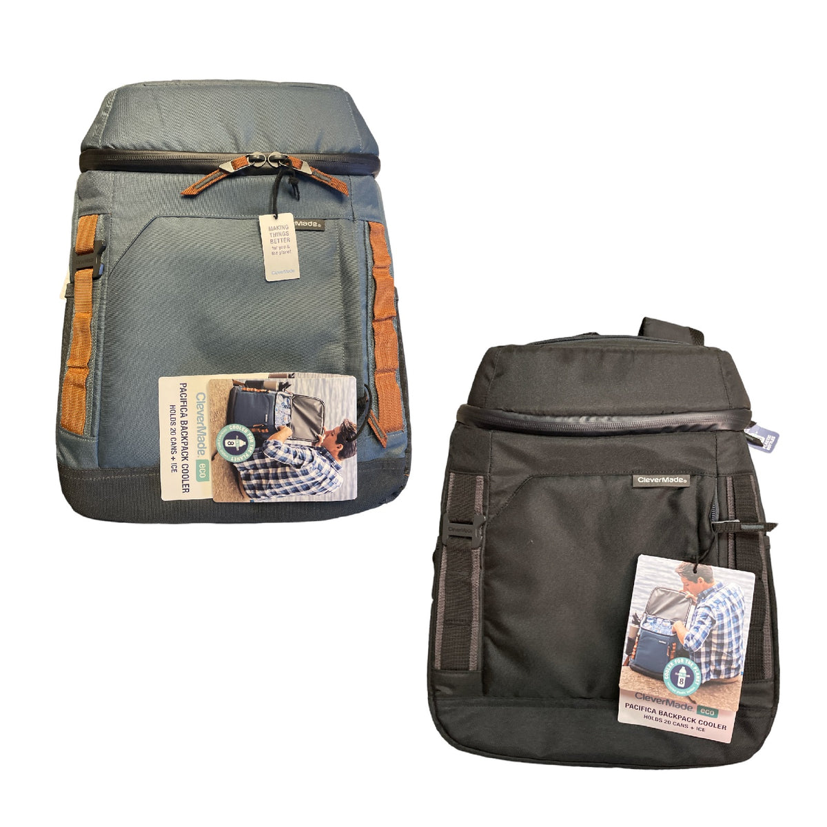 CleverMade Pacifica Backpack Cooler - 20 Can Insulated Leak Resistant ...