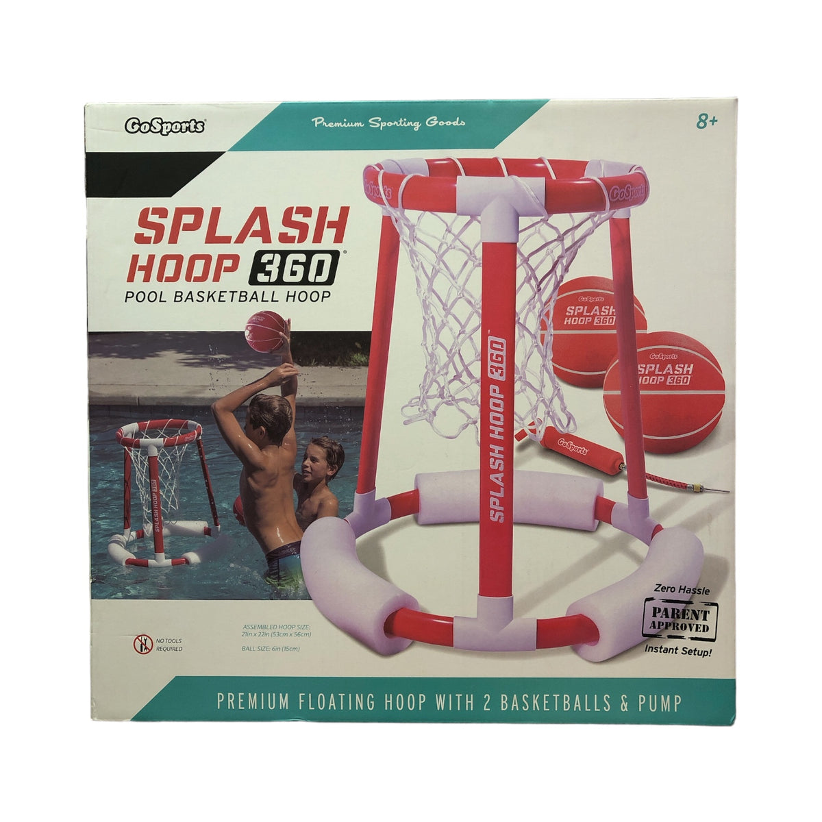 GoSports Splash Hoop 360 Premium Floating Hoop with 2 Basketballs & Pu ...