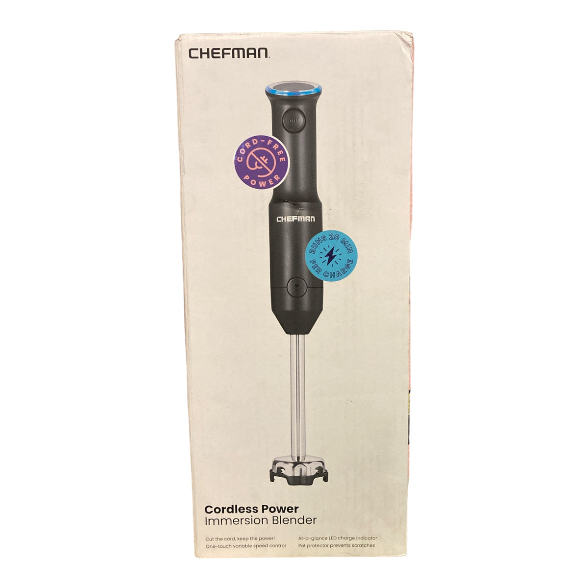 Chefman Cordless Handheld Immersion Blender, Variable Speed, Stainless ...
