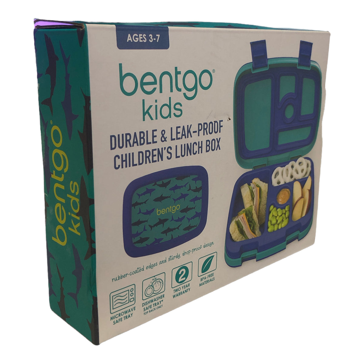 Bentgo Kids Leak-Proof Lunch Box 5-Compartment Bento-Style Blue Sharks ...