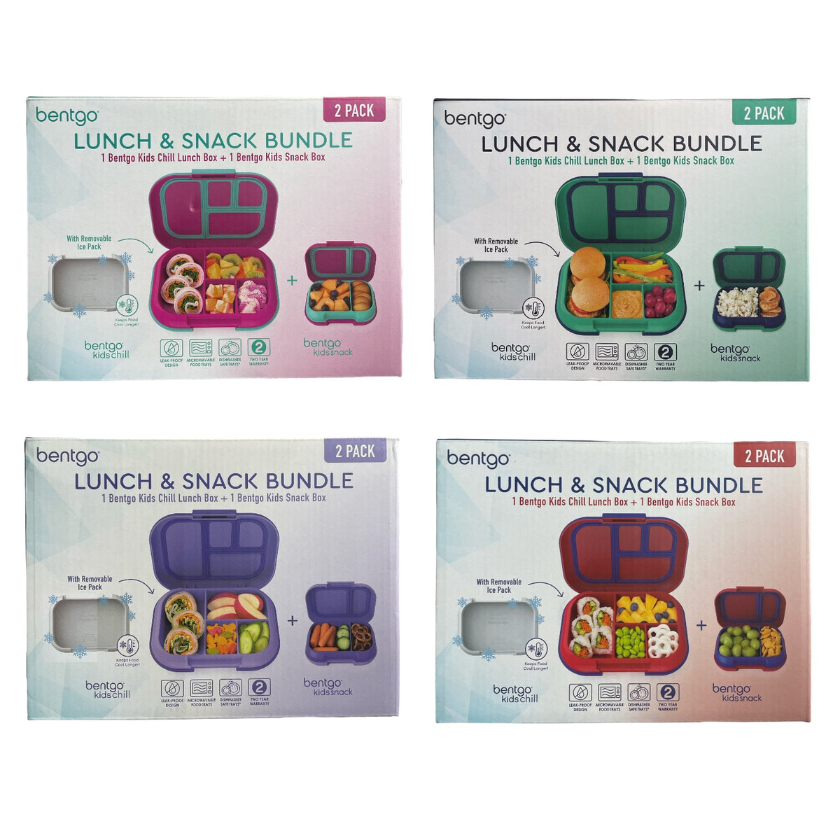 Bentgo Kids Chill Lunch Box & Bentgo Kids Snack Box, Removable Ice Pac ...