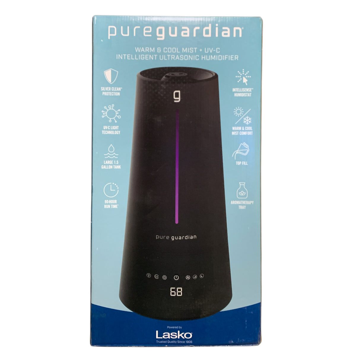 pureguardian 1.5gal Warm & Cool Mist & UV-C Intelligent Ultrasonic Hum ...