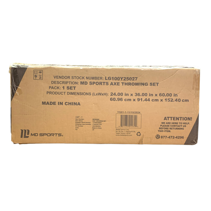 MD Sports 9-Piece 5' Steel Frame Axe Throwing Set, Built-In Accessory ...