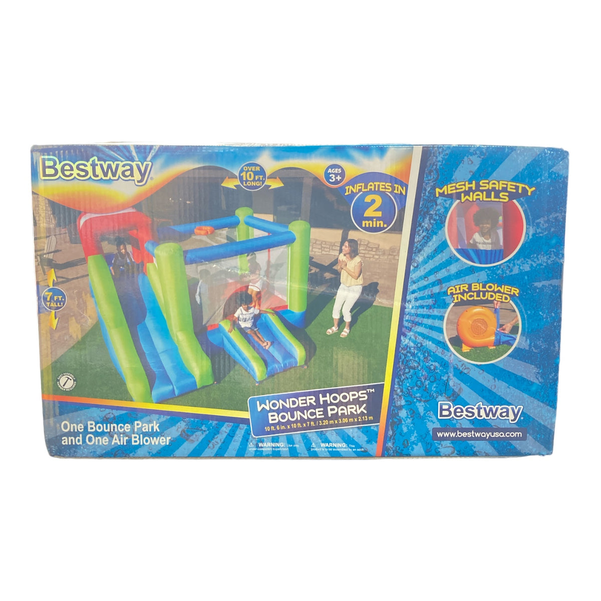 Wonder Hoops 10' Inflatable Bounce House Park with Basketball and Slid ...