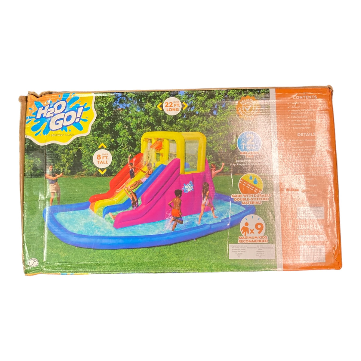 H2OGO! Triple Splash Kids Inflatable Mega Water Park, 8' x 22 ...