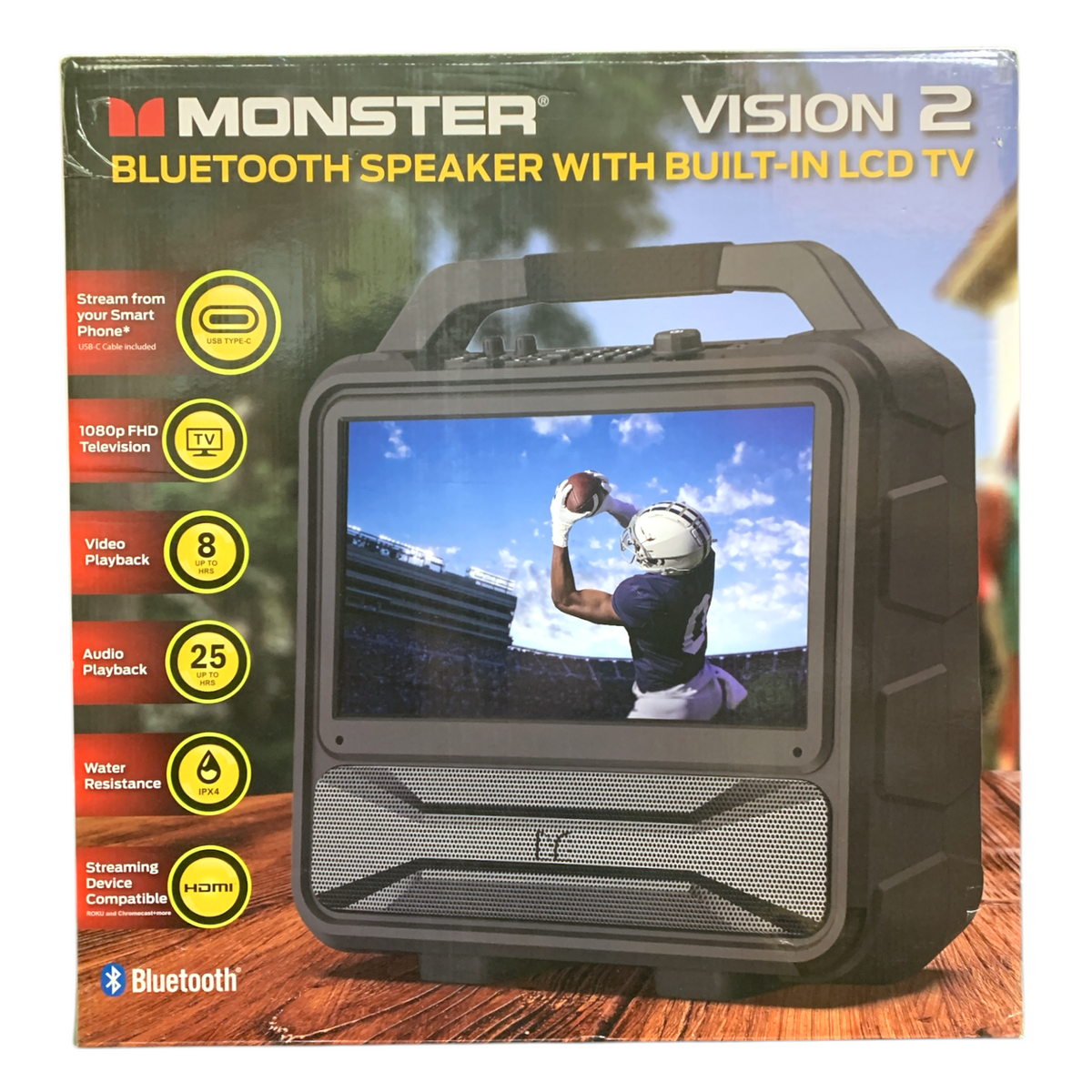 Monster Vision 2 Portable Bluetooth Speaker and Built-In 15.6" LCD TV ...