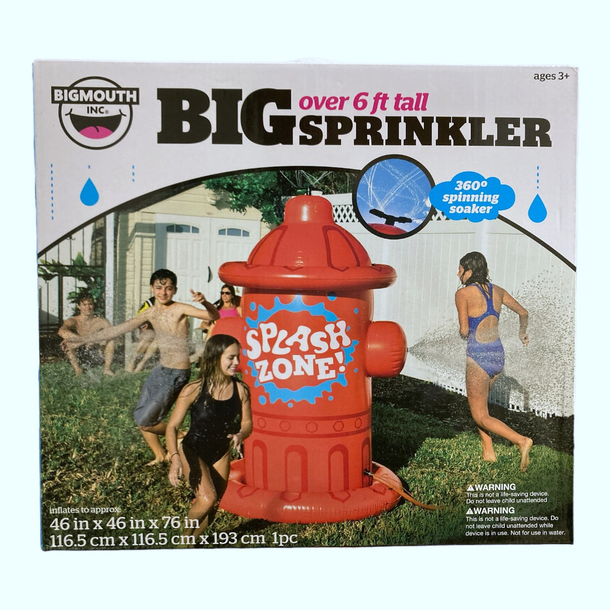 BigMouth Giant Inflatable Fire Hydrant Sprinkler, 46" x 46" x 76 ...