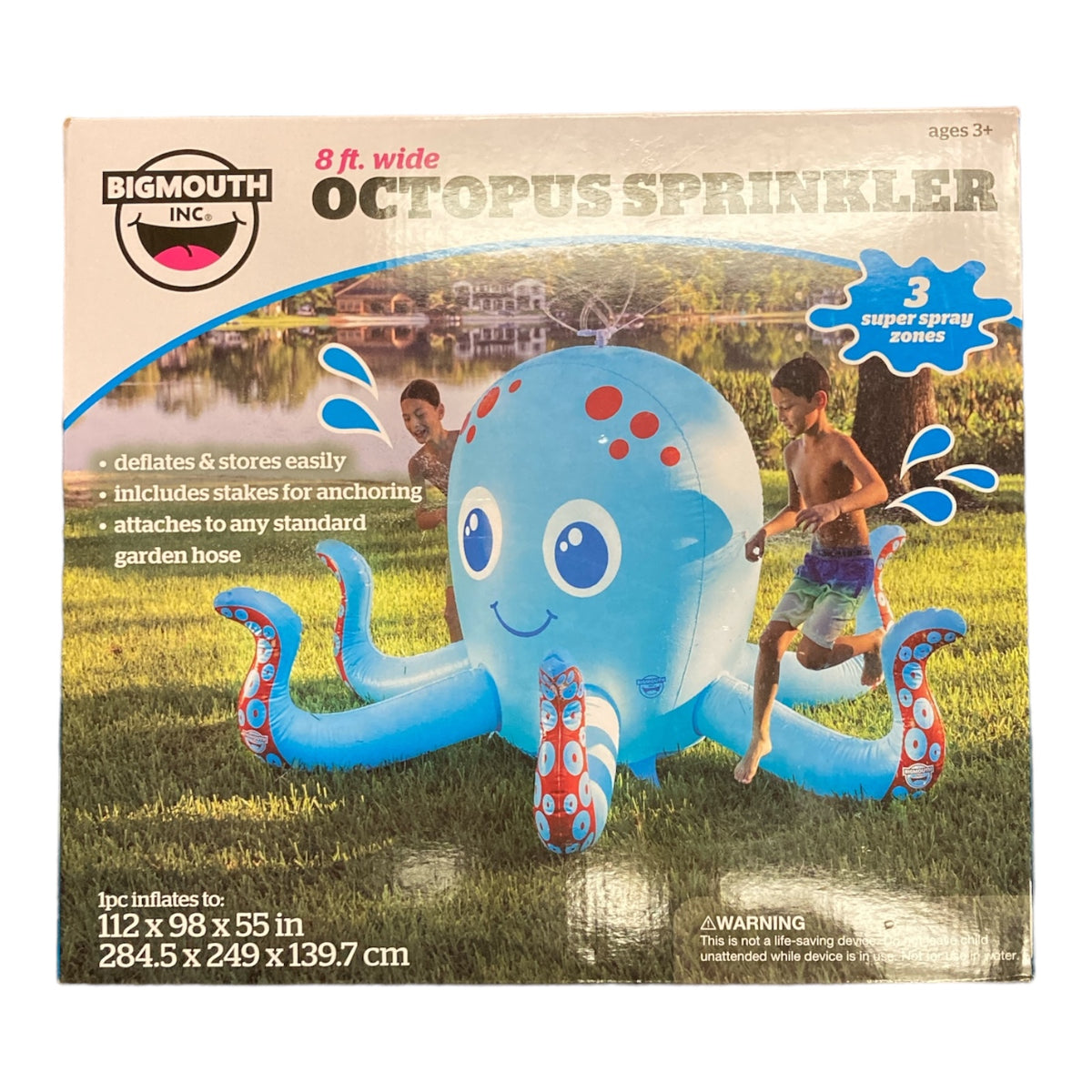 BigMouth 8 ft. Wide Octopus Inflatable Sprinkler with 3 Super Spray Zo ...