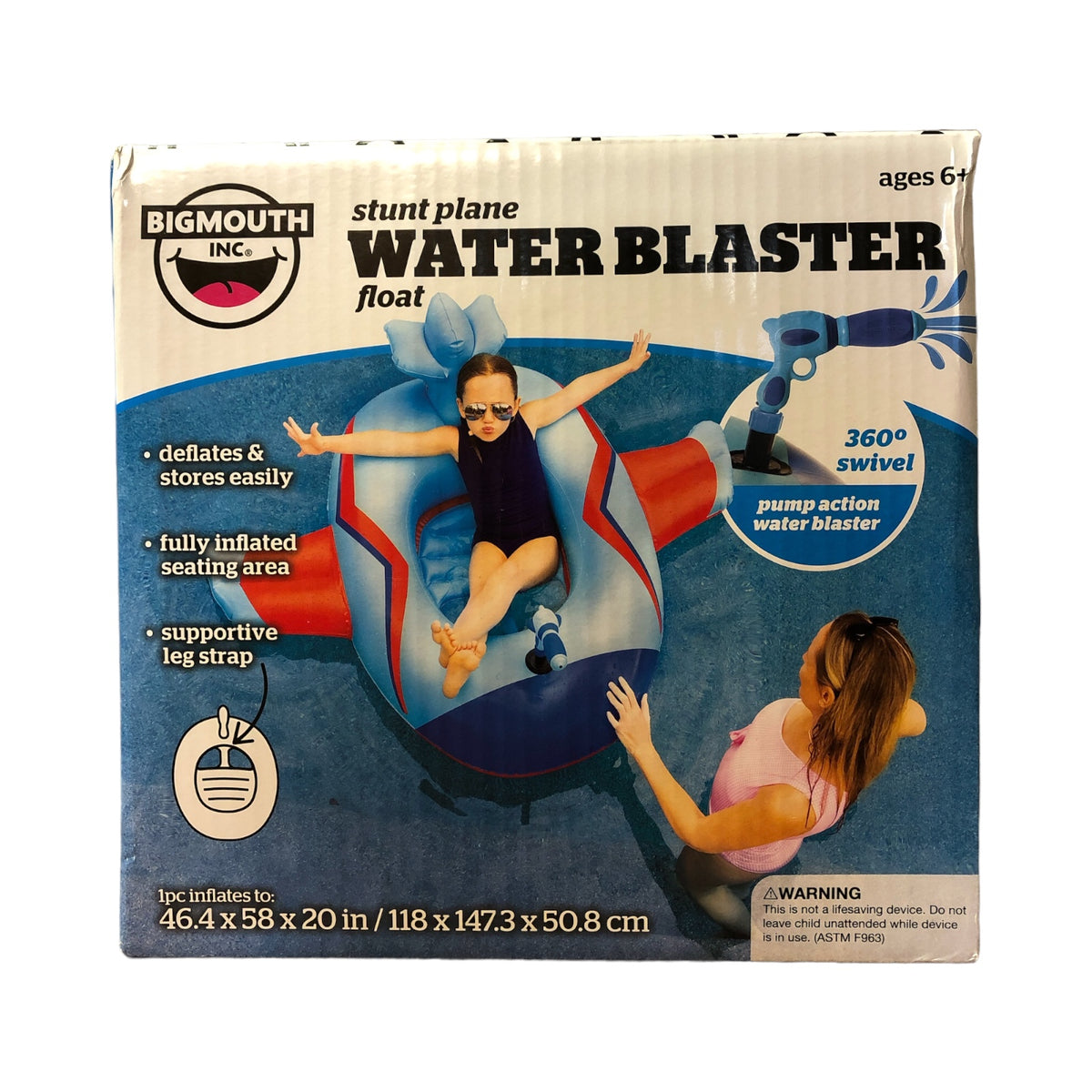 BigMouth Stunt Plane Water Blaster Float with 360 Pump Action Water Bl ...
