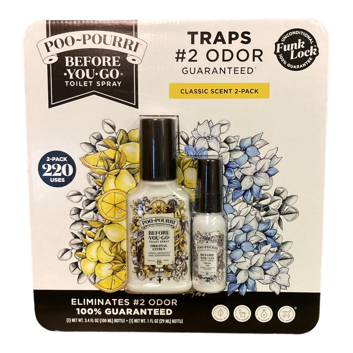 Poo-Pourri Classic Scent (2-Pack) Before You Go Spray (3.4oz & 1oz ...