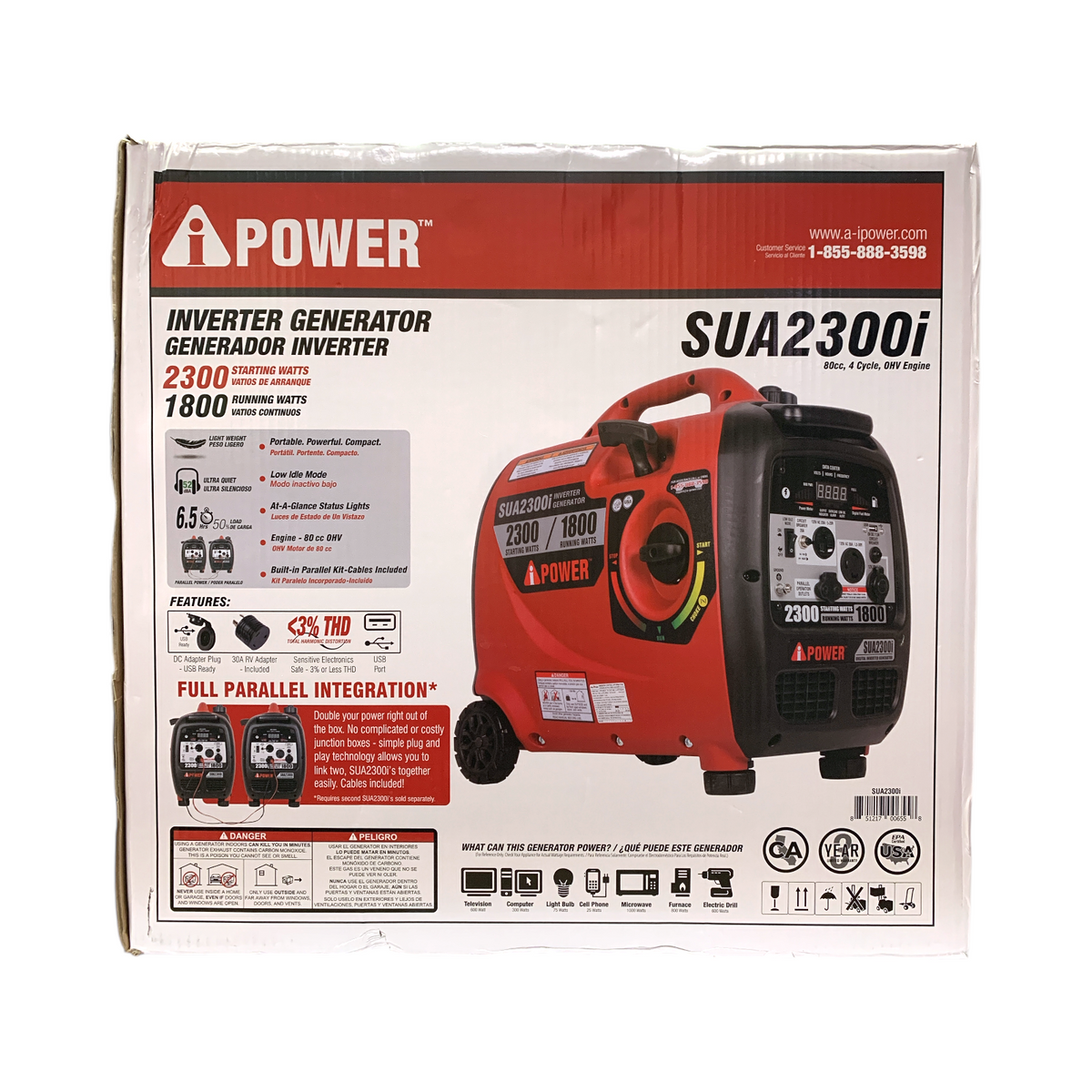 A-iPower SUA2300i 2300 Watt Inverter Generator with Built-In Mobility ...