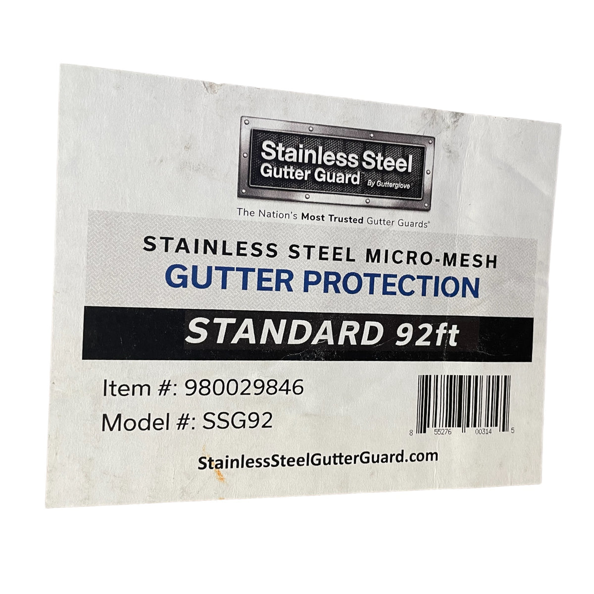 Gutterglove Stainless Steel Micro Mesh Gutter Guard Kit, 5" Gutter, 92 ...