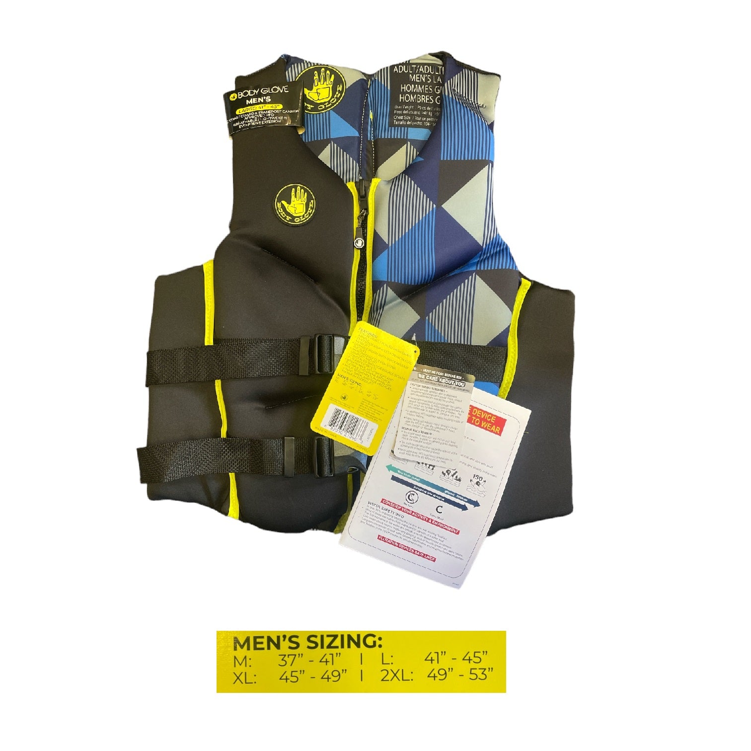 Body Glove Men's USCG Approved EVOPrene PFD Life Jacket Vest, Blue/Bla ...