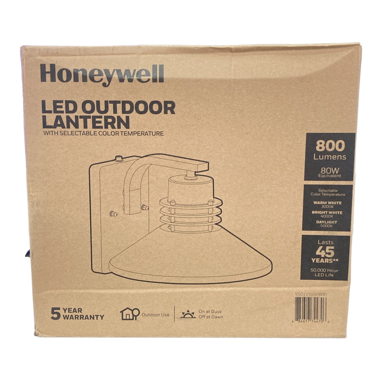 Honeywell 800 Lumen Outdoor Lantern with Selectable Color Temperature ...