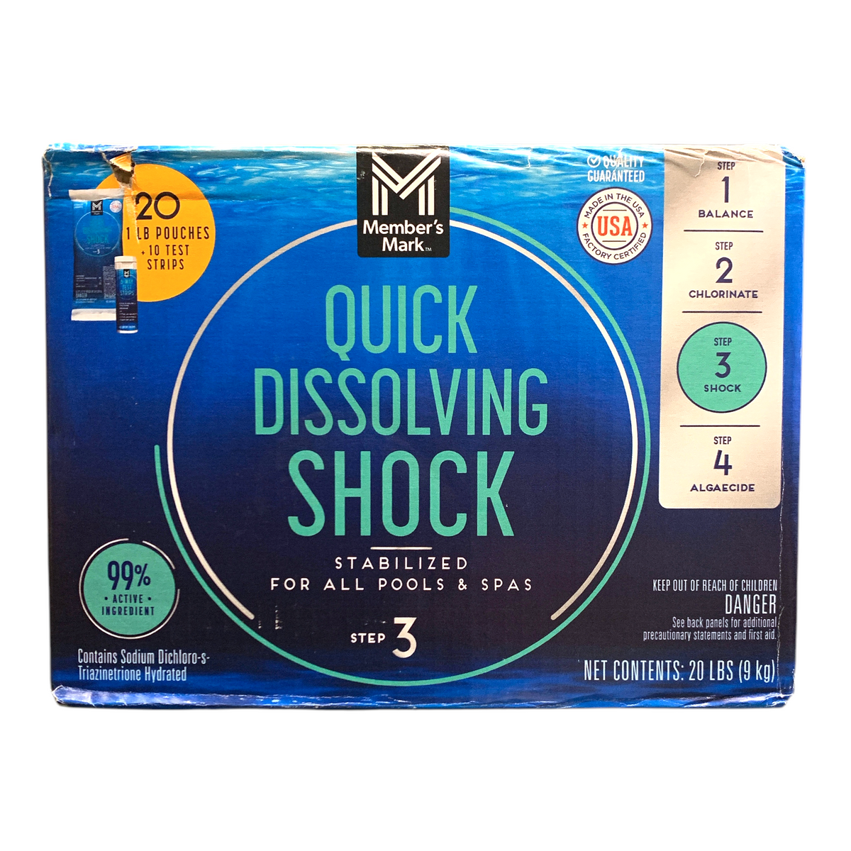Member's Mark Quick Dissolving Shock, Step 3, 20lb, 20-Pack with 10 Te ...