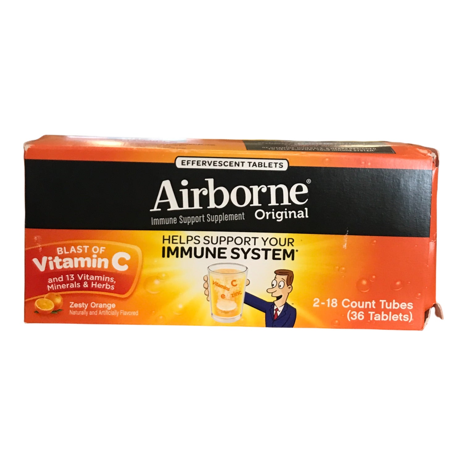 Airborne Vitamin C 1000mg Zesty Orange Effervescent Tablets EXP: 10/24 ...