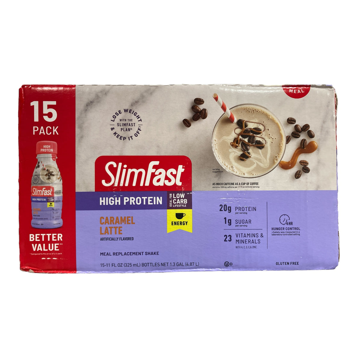 SlimFast High Protein Advanced Energy, 15ct 11 floz, Caramel Latte ...