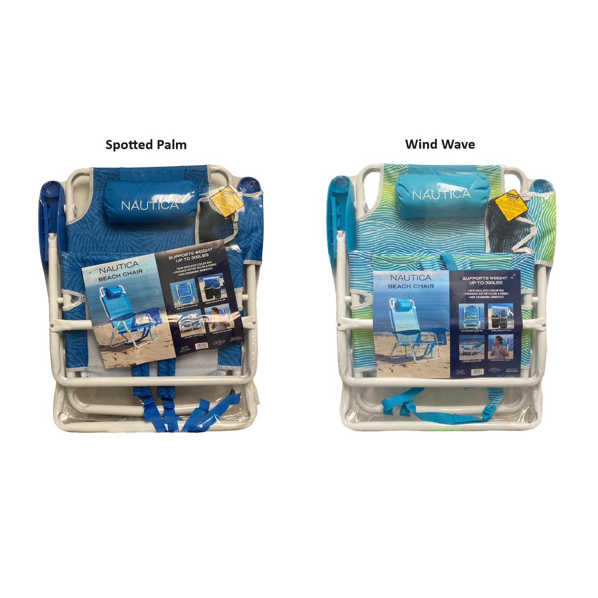 Nautica Beach Chair with Attached Cooler, Dual Cup Holders, and Backpa ...