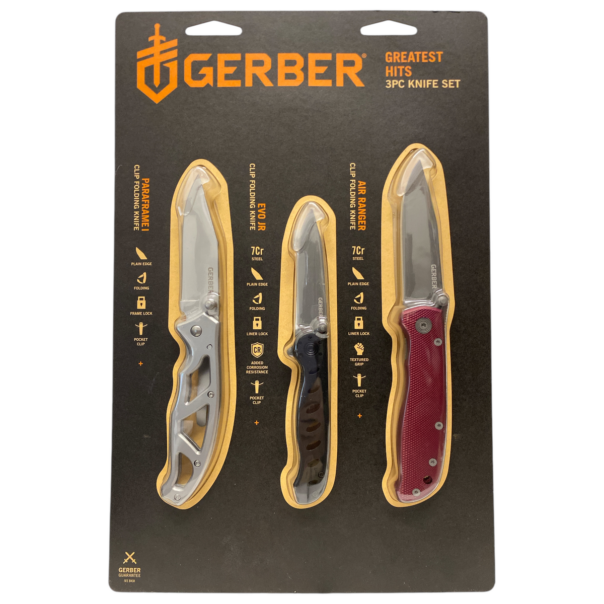 Gerber Greatest Hits Paraframe I, Evo Jr, and Air Ranger Folding Knife ...