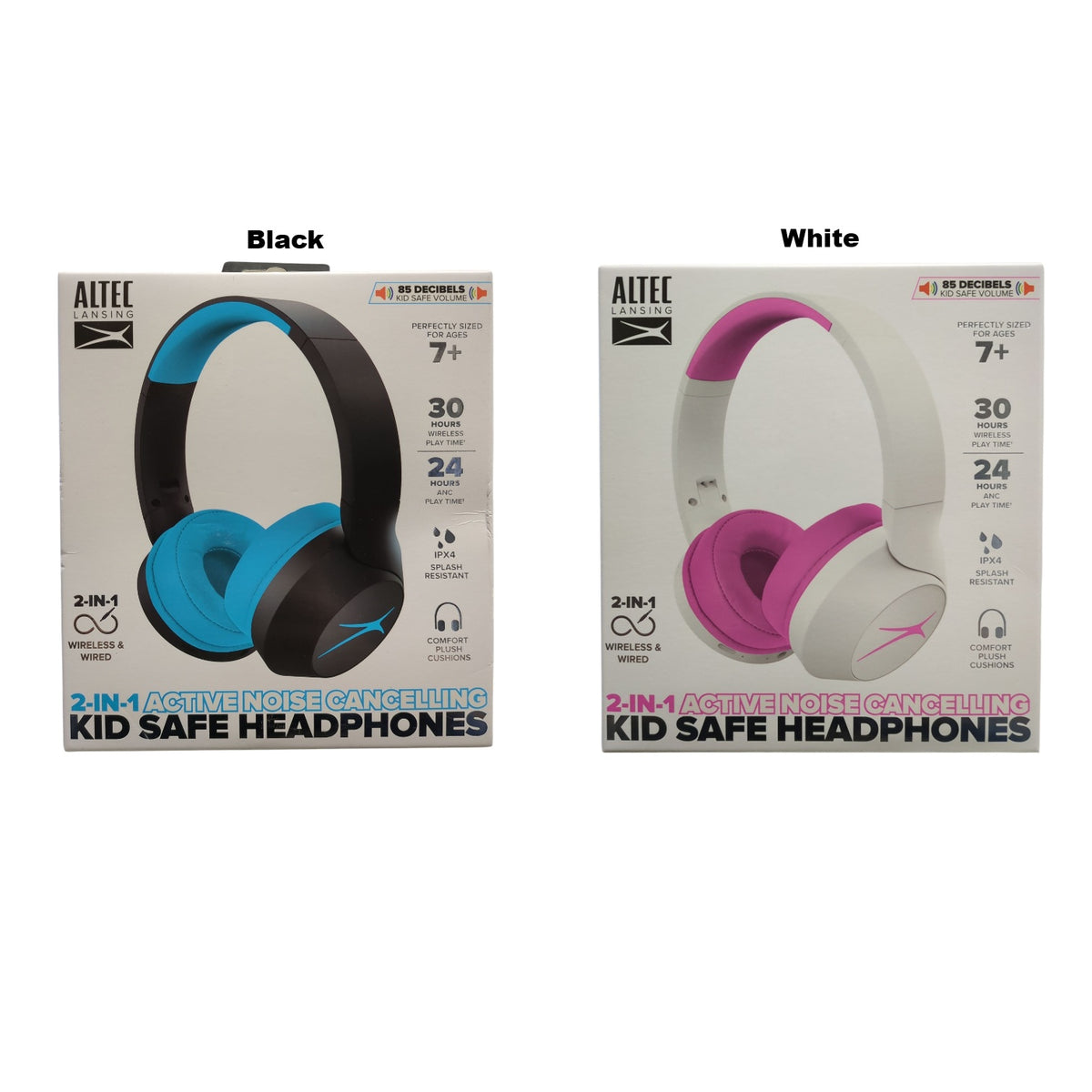 Altec Lansing 2-In-1 Active Noise Canceling Kid Safe Wired/Wireless He ...