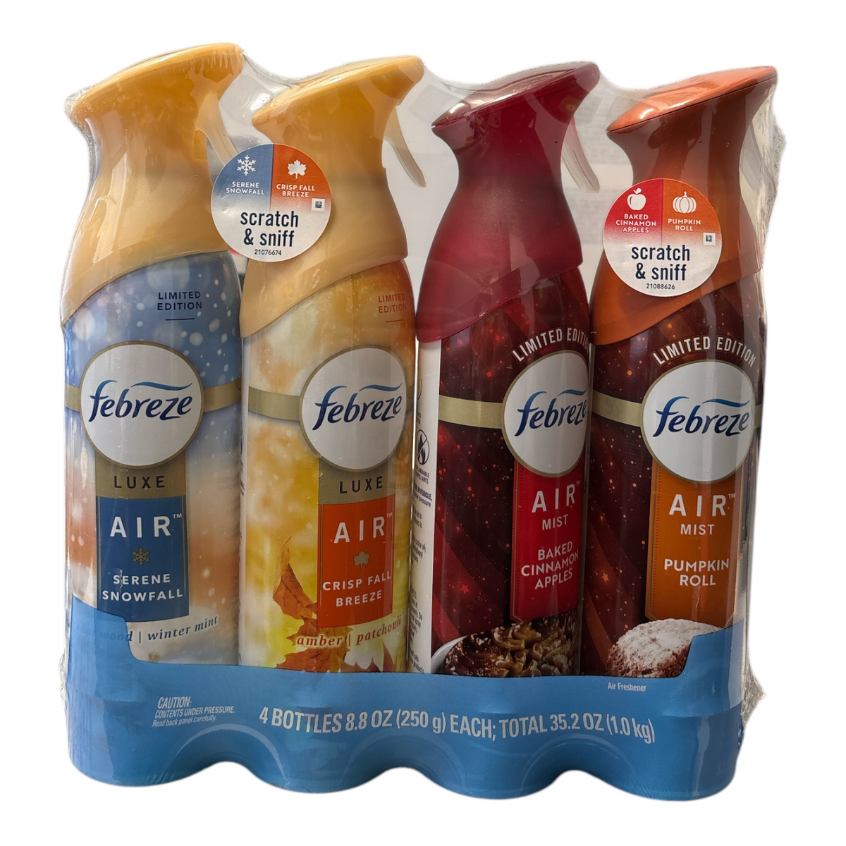 Febreze Luxe Air Freshener, 4 Pack, Snowfall/Fall Breeze & Cinn Apples ...