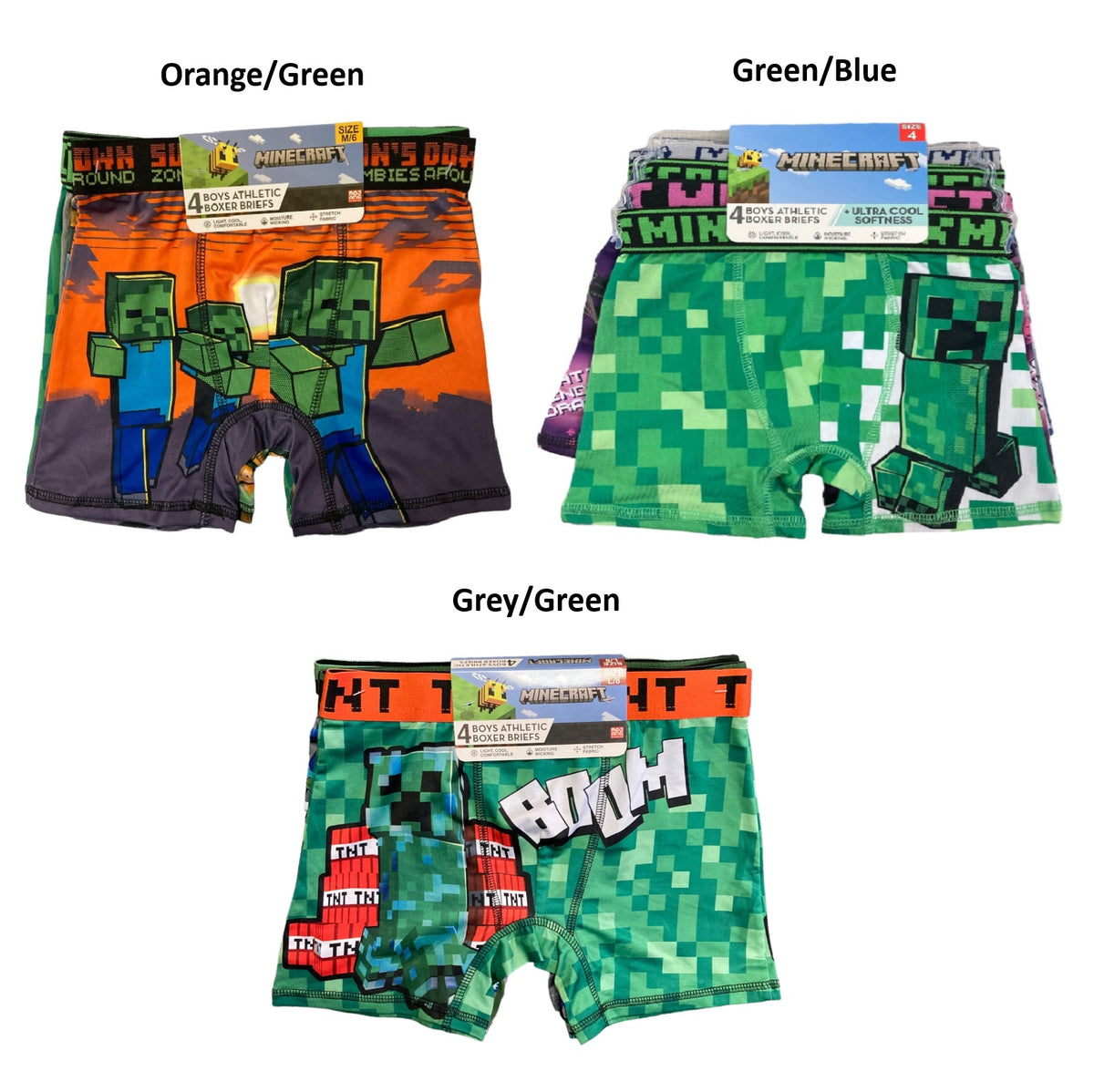 Minecraft Boy's 4-Pack Licensed Athletic Boxer Briefs — Ewirelessgear
