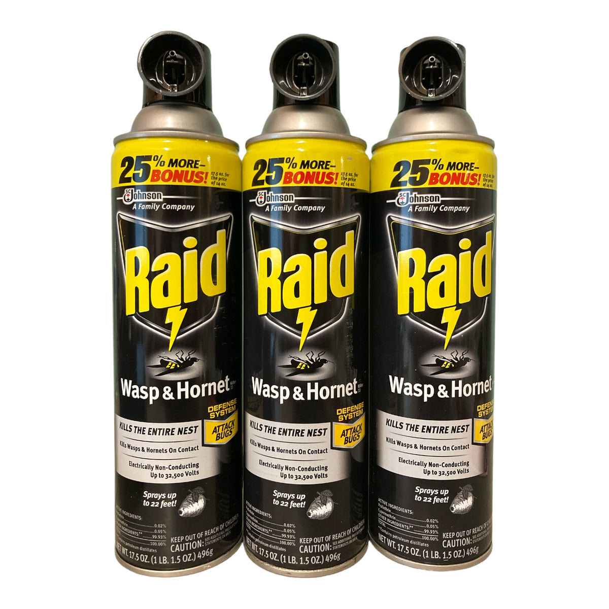 Raid Wasp & Hornet Defense System, 3 Pack 17.5oz — Ewirelessgear